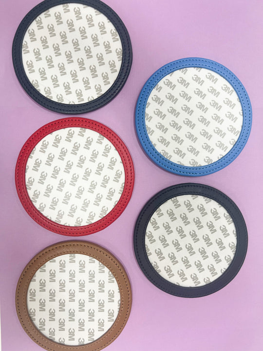 Planet Earth Round Self Finishing Leather Coaster - Needlepoint Joint